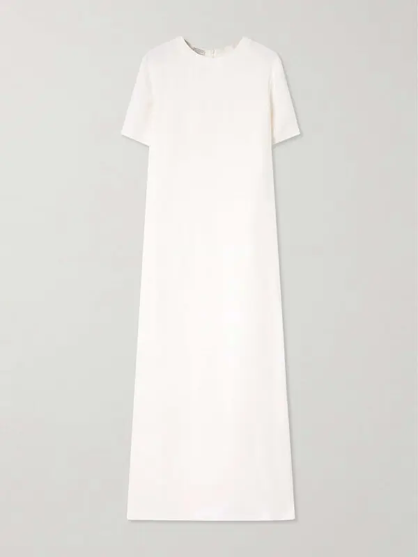 Brunello Cucinelli Bead-embellished Twill Midi Dress - Off-white