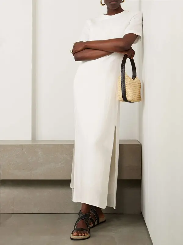 Brunello Cucinelli Bead-embellished Twill Midi Dress - Off-white