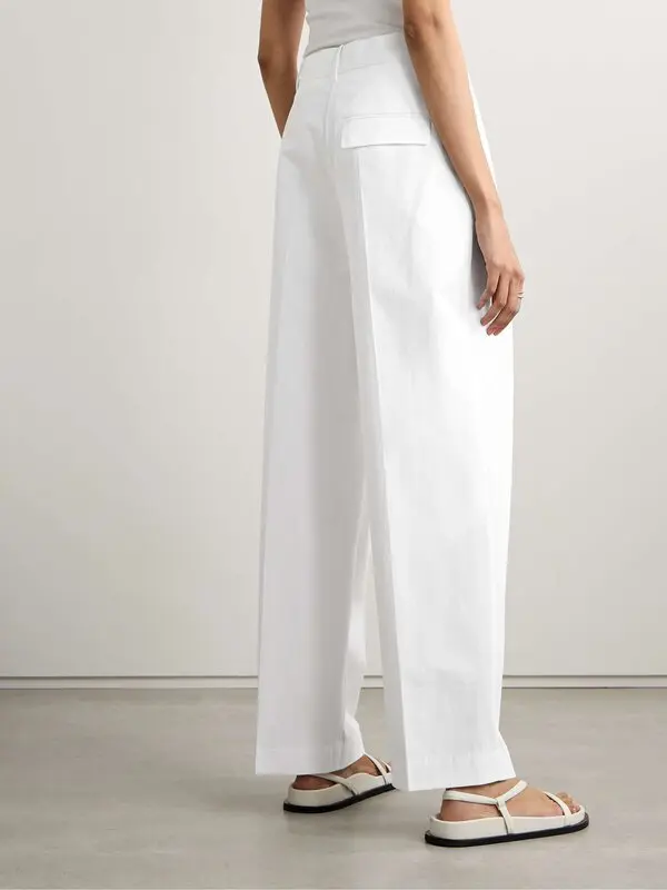 RÓHE Pleated Wide-leg Cotton Trousers - White