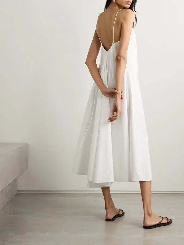 RÓHE Pleated Cotton-poplin Midi Dress