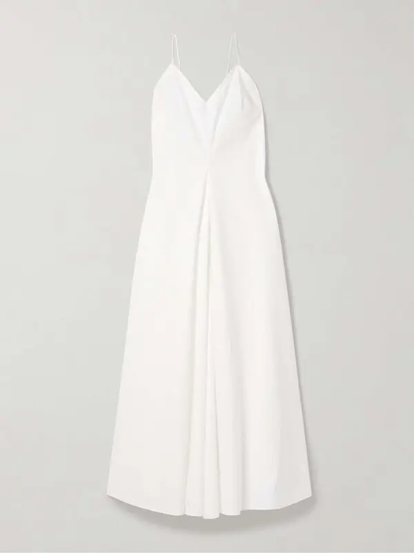 RÓHE Pleated Cotton-poplin Midi Dress