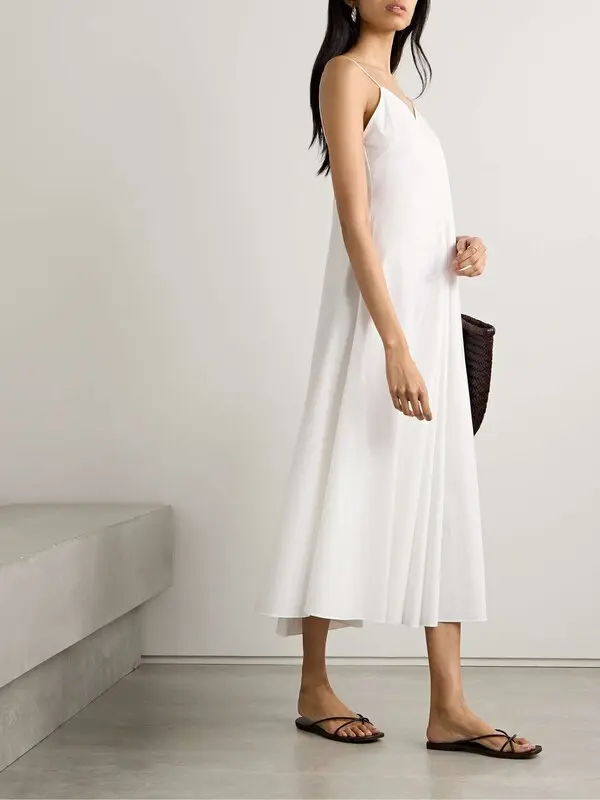 RÓHE Pleated Cotton-poplin Midi Dress