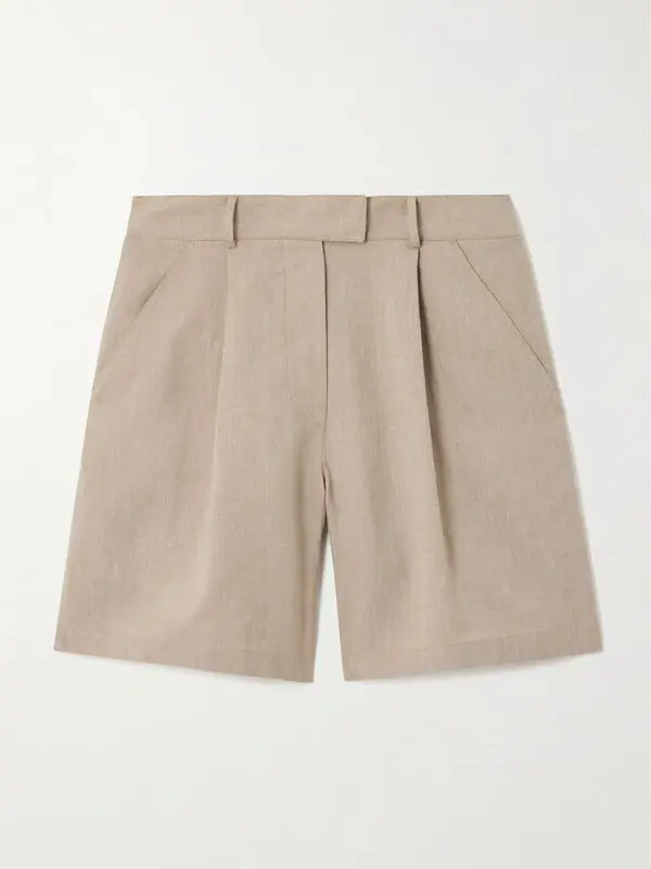 Brunello Cucinelli Pleated Linen And Wool-blend Shorts