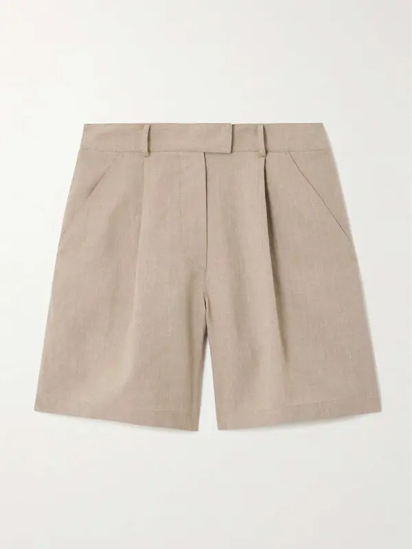 Brunello Cucinelli Pleated Linen And Wool-blend Shorts