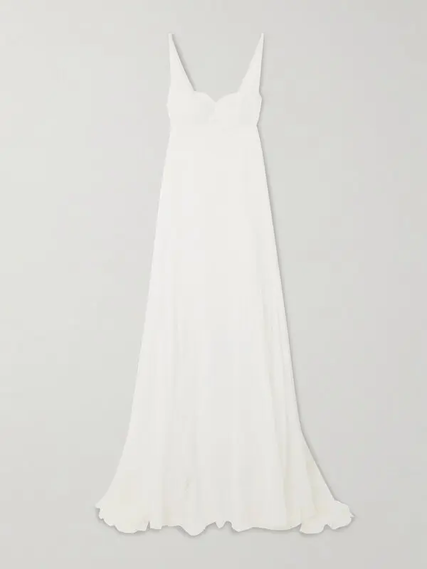 Costarellos Semeli Lace-trimmed Gown - Off-white