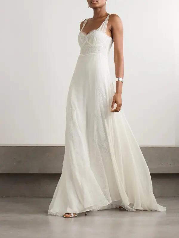 Costarellos Semeli Lace-trimmed Gown