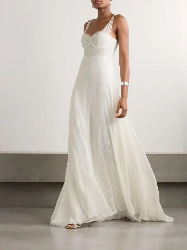 Costarellos Semeli Lace-trimmed Gown