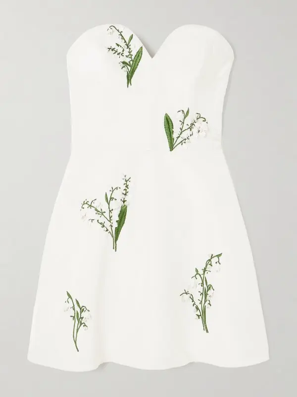 sachin and babi light blue dress Carolina Herrera Carnation Embroidered Drop-Waist Tea-Length Dress main image 0