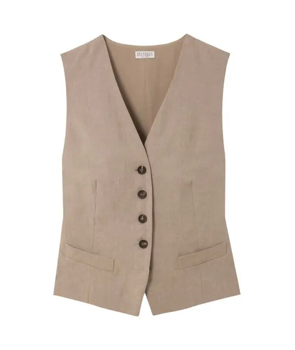Brunello Cucinelli Linen And Wool-blend Vest