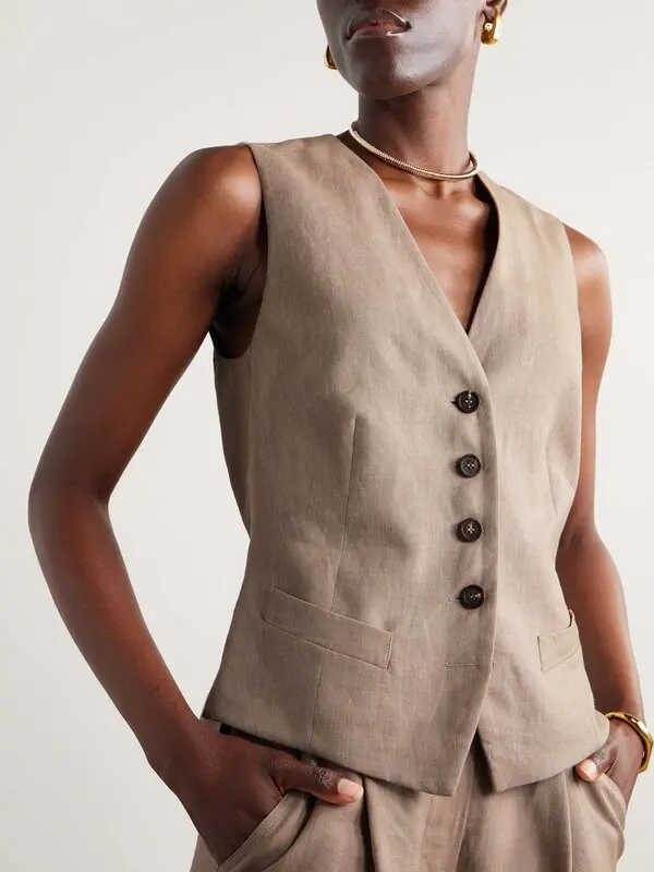 Brunello Cucinelli Linen And Wool-blend Vest