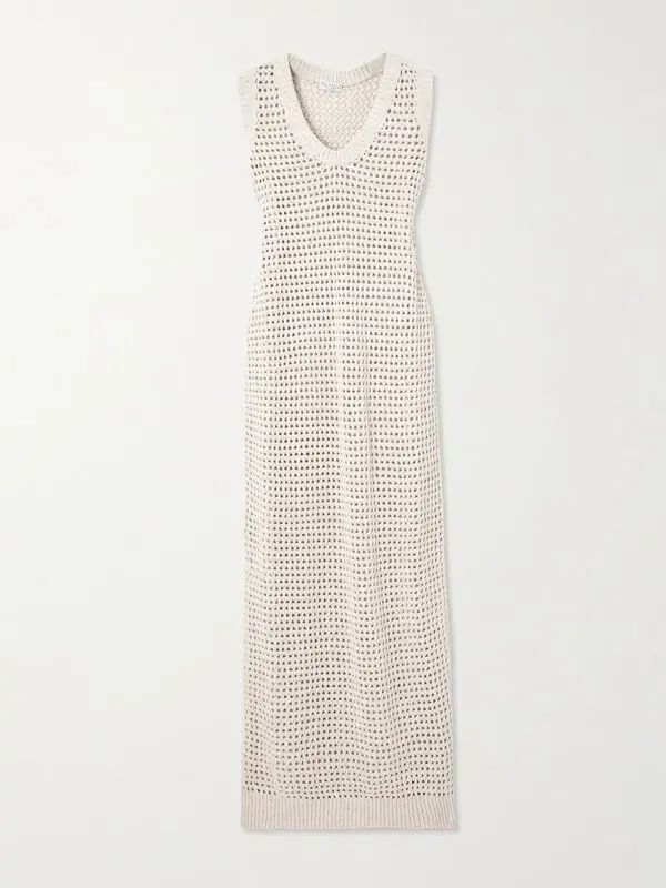 brunello dress ivory 69208 auth BRUNELLO CUCINELLI ivory wool blend MONILI ASYMMETRIC Dress L