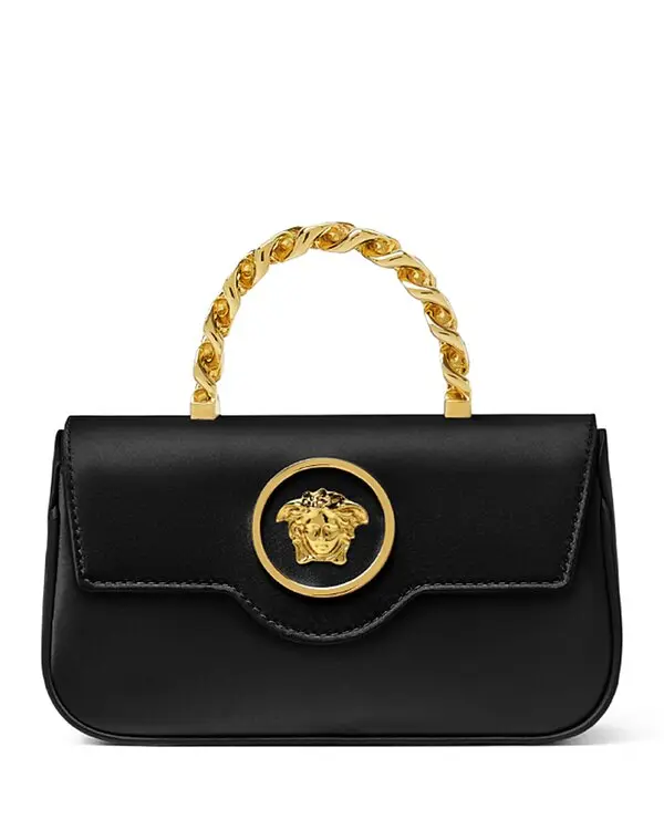 Versace La Medusa Small Satin Top Handle Bag - Black Versace