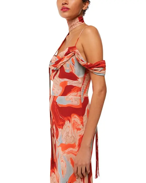Whistles Marble Print Midi Dress