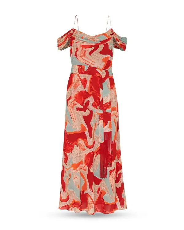 Whistles Marble Print Midi Dress