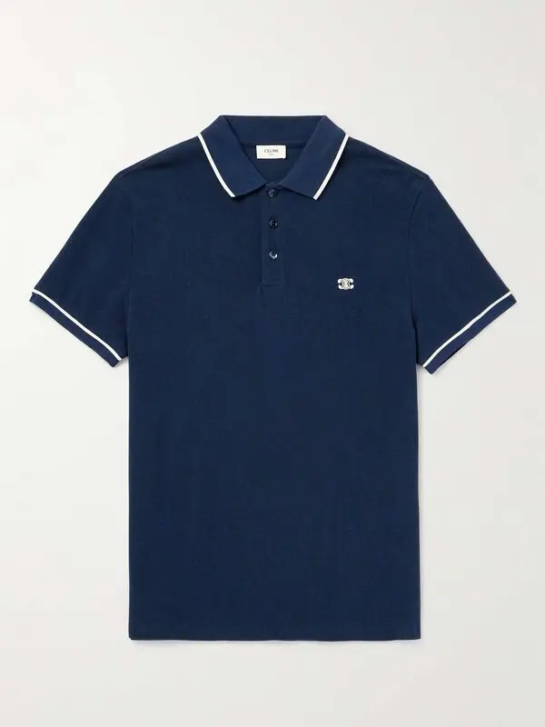 Celine Logo-embroidered Cotton-piqué Polo Shirt