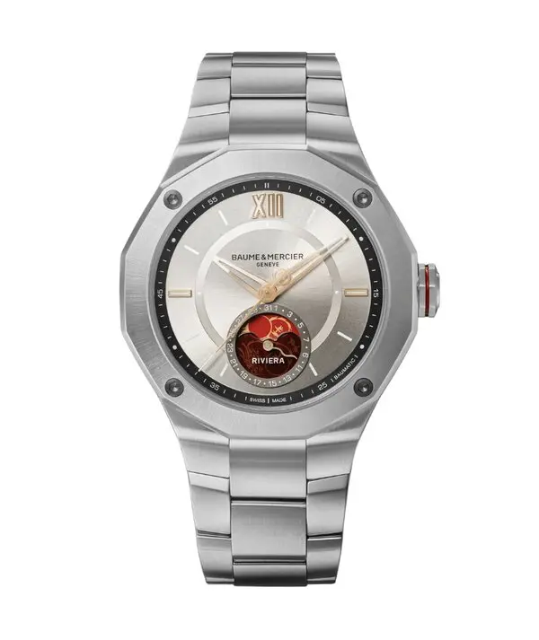 Baume & Mercier Riviera Baumatic Automatic Moon-phase Stainless Steel Watch - Silver