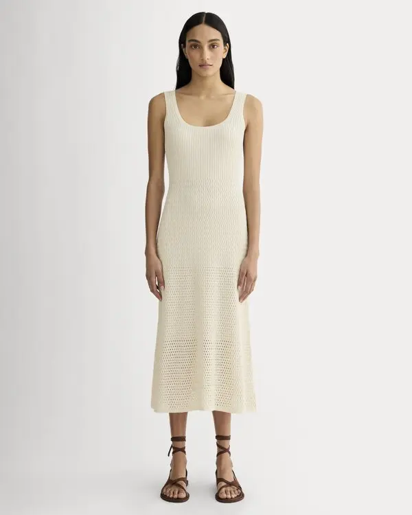 Everlane Crochet Knit Tank Top Dress - Birch