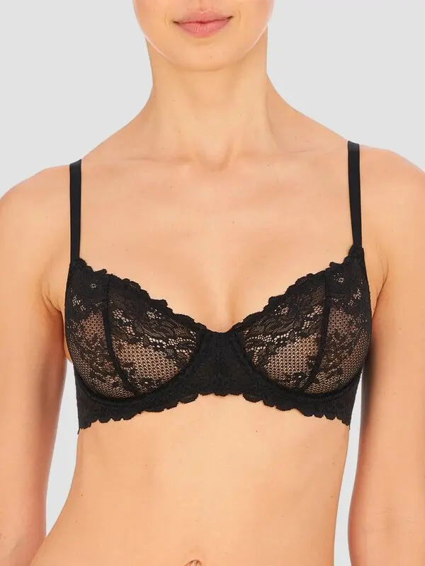 Natori Heavenly Lace Convertible Balconette Bra - Black