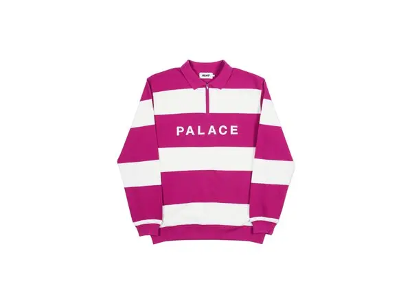 PALACE J Stripe Crew - Pink/white