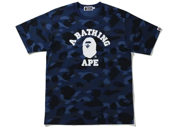 A BATHING APE Camo College Tee Shirt - Blue