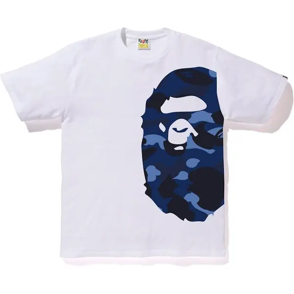 A BATHING APE Camo Side Big Ape Head Tee Shirt - White/blue