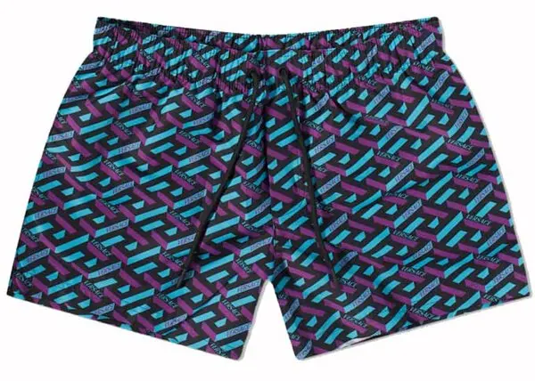Versace Geometric Print Swim Shorts - Blue/purple