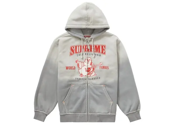 Supreme True Religion Zip Up Hooded Sweatshirt - Light Grey