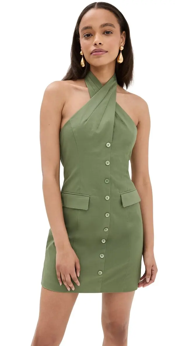 low halter dress Amedeo Plunge Halter Neck Maxi Dress main image 1
