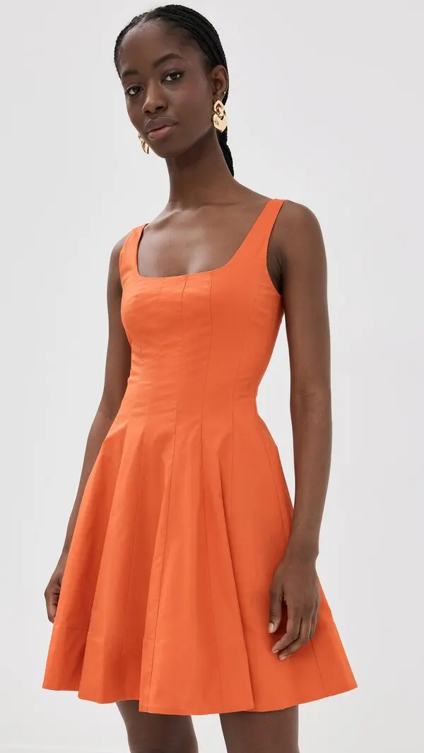 Staud Mini Wells A-Line Dress In Tangerine - 75% Off | Editorialist