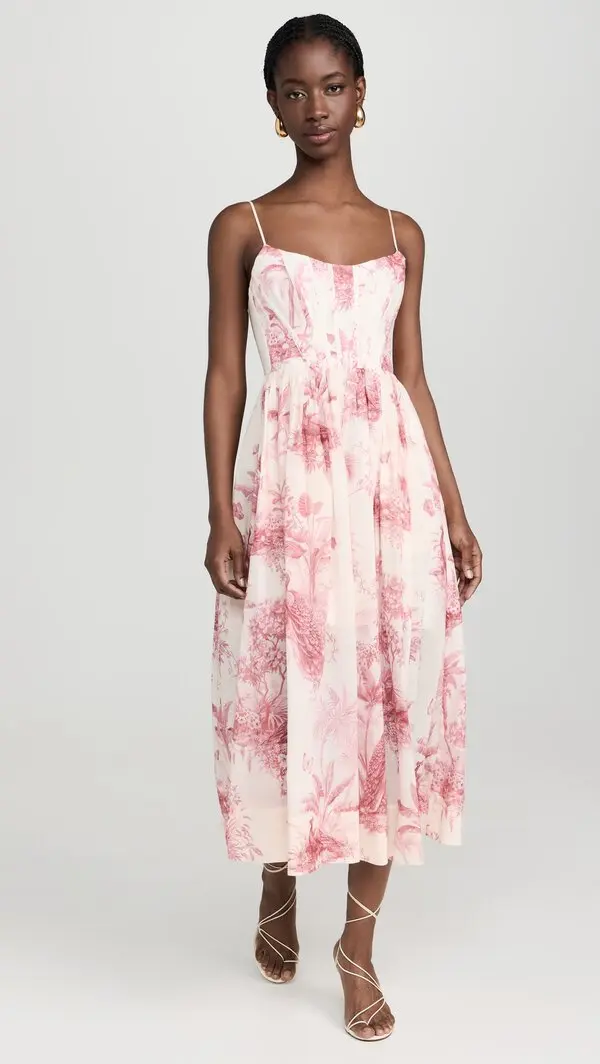 rust floral midi dress Mitrika Rust Floral Printed Fit & Flare Cotton Midi Dress