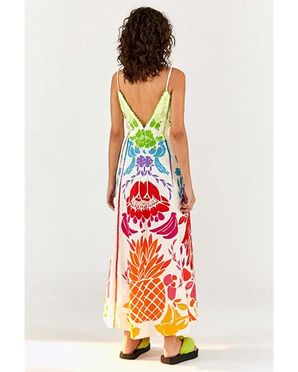knee length dresses for ladies Navy Blue Ainika Tropical Splendor Maxi Dress – FARM Rio