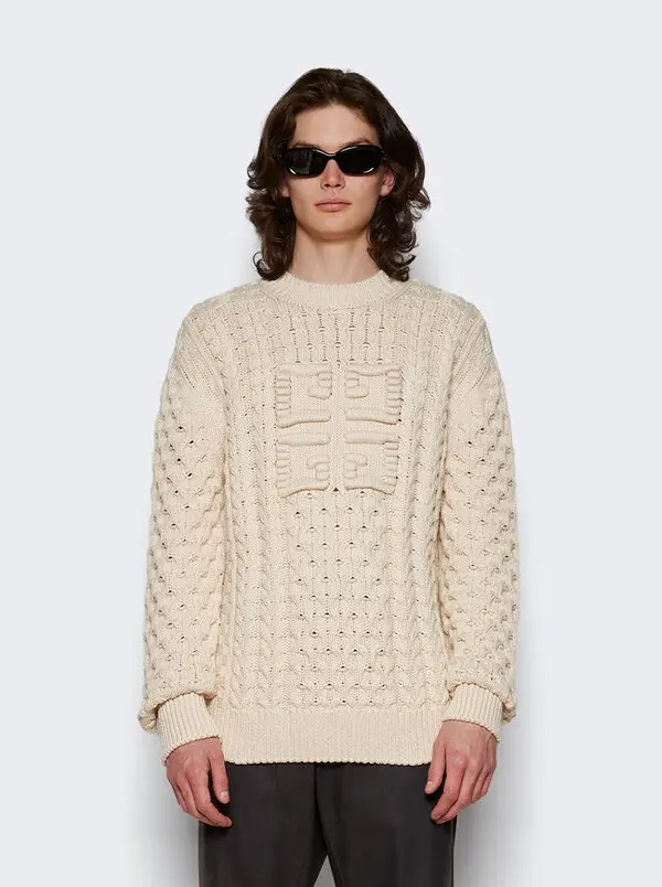 Givenchy 4g Cable-knit Sweater - Ivory