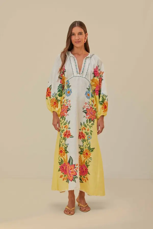 chinese dress ladies Off-White Flowers Arch Pleats Maxi Dress main image 1