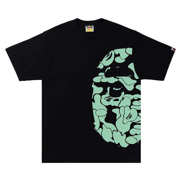A BATHING APE Glow In The Dark Camo Side Big Ape Head Tee - Black