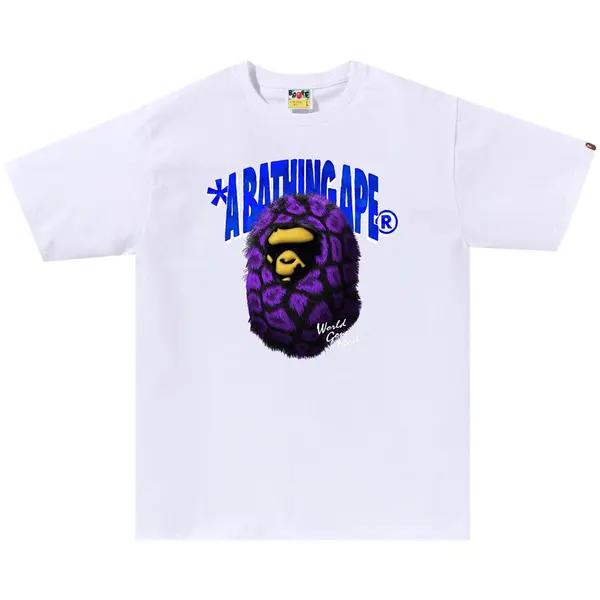 A BATHING APE Fur Ape Head Tee - White