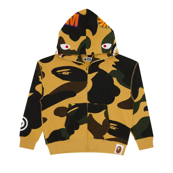 A BATHING APE Giant 1st Camo Shark Loose Fit Full Zip Hoodie - Yellow