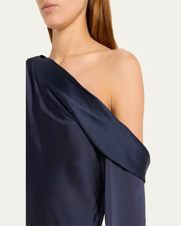 Simkhai Cameron One-shoulder Satin Mini Dress - Black