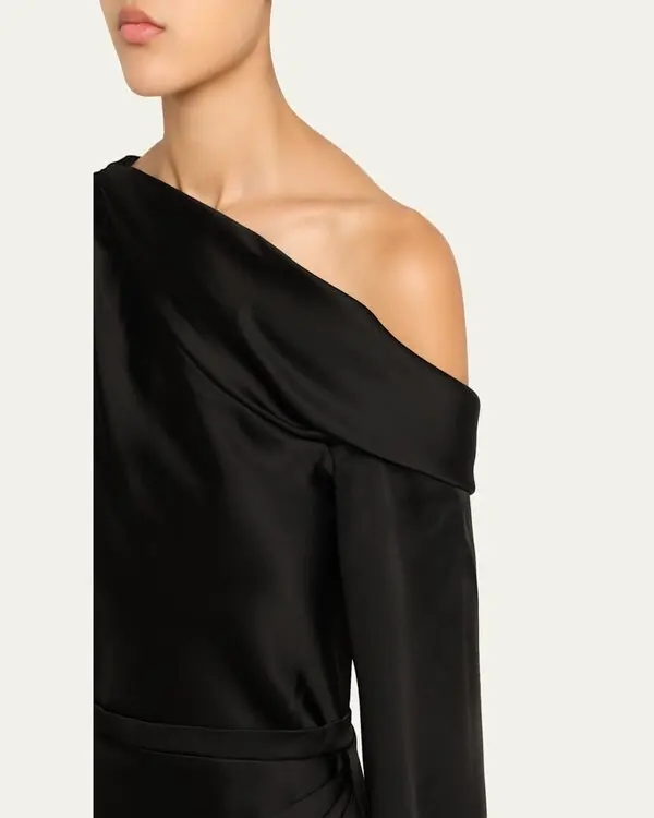 Simkhai Cameron One-shoulder Satin Mini Dress - Black