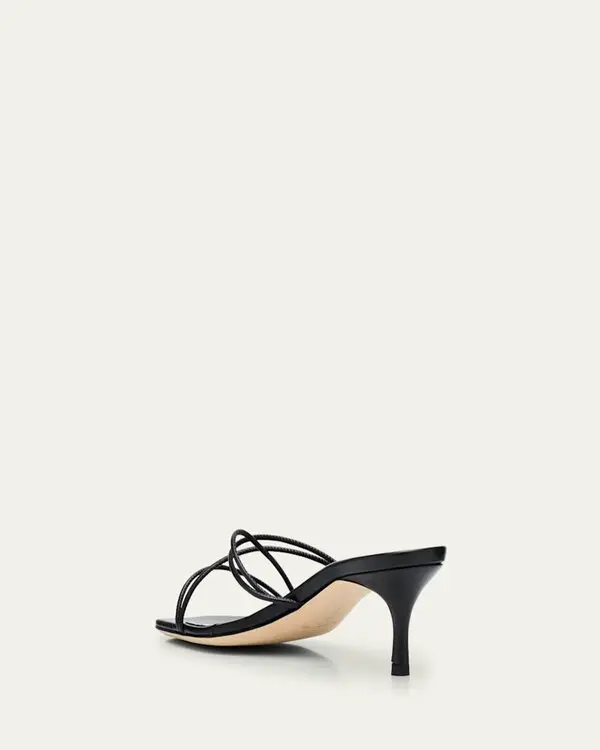 manolo blahnik - Manolo Blahnik Strappy Leather Kitten-Heel Mule Sandals