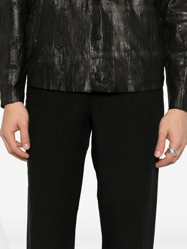 Transit Linen Tapered-leg Trousers - Black