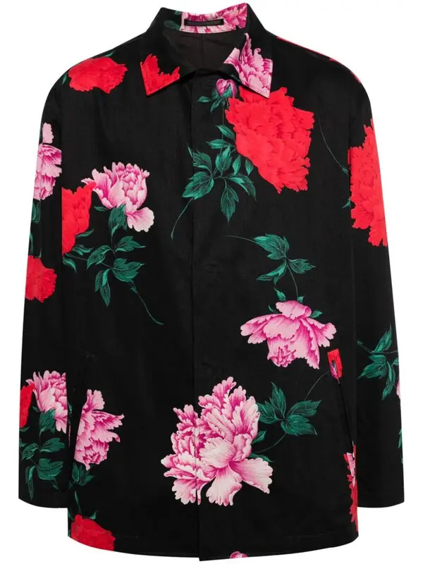 Yohji Yamamoto Floral-print Shirt Jacket - Black
