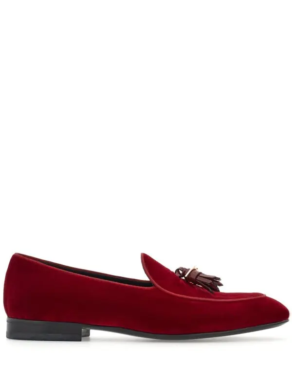 Ferragamo Tasselled Velvet Loafers In Red - 40% Off  display picture 1