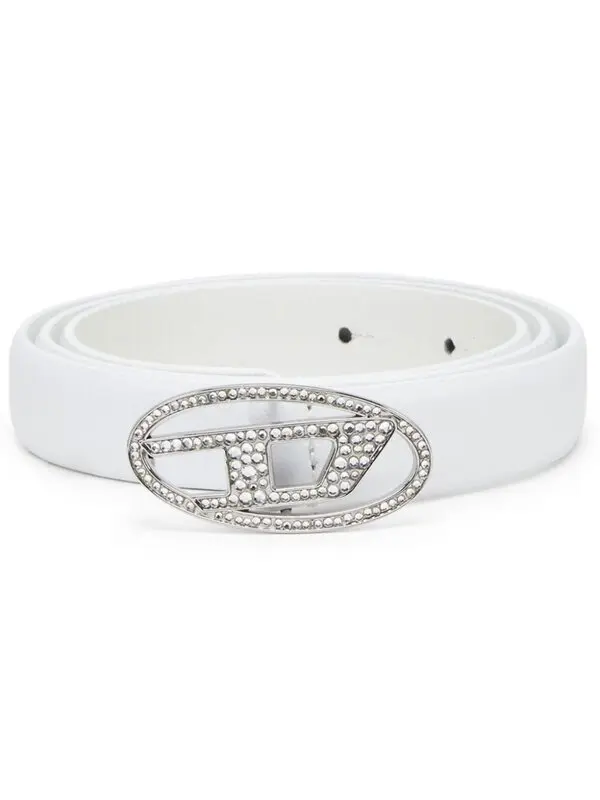 DIESEL B-1dr Leather Belt - White