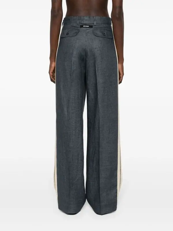 Palm Angels Linen Side-stripe Trousers - Grey