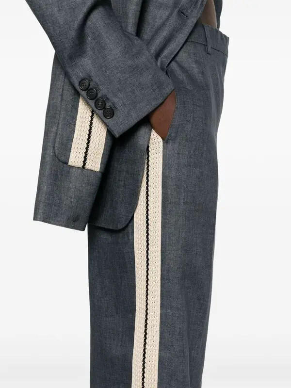 Palm Angels Linen Side-stripe Trousers - Grey