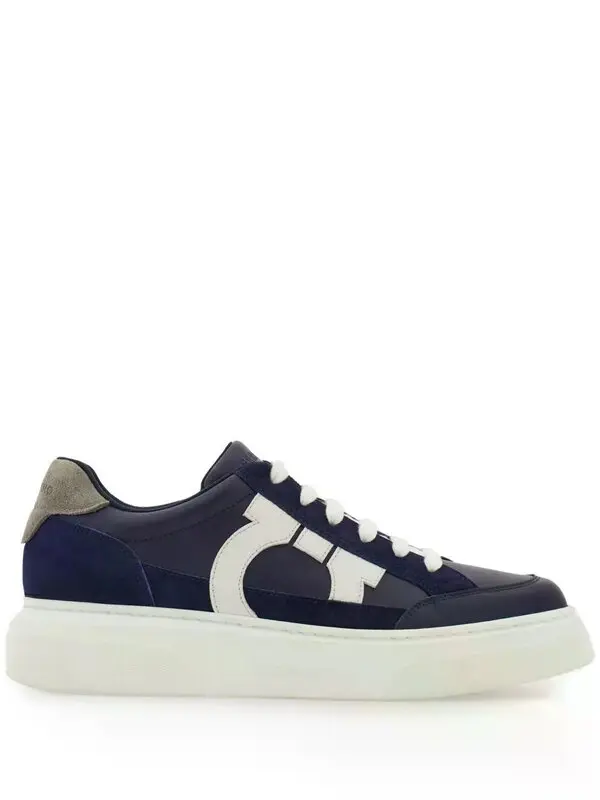FERRAGAMO Gancini Leather Sneakers - Purple