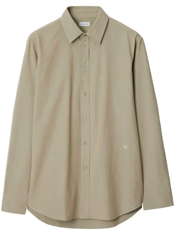 Burberry Edk-embroidered Cotton Shirt - Neutrals