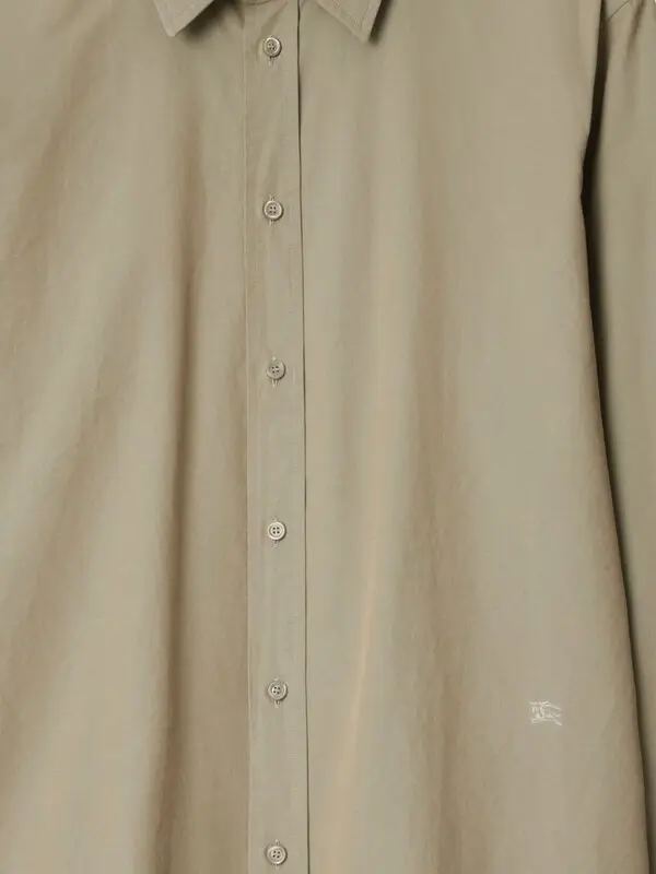 Burberry Edk-embroidered Cotton Shirt - Neutrals