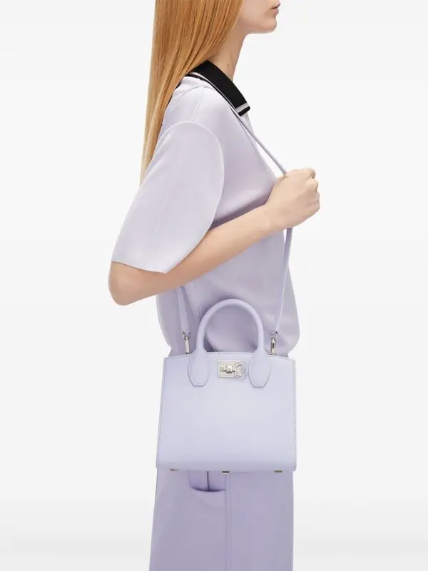 Ferragamo Studio Box Leather Tote Bag In Purple - 40% Off