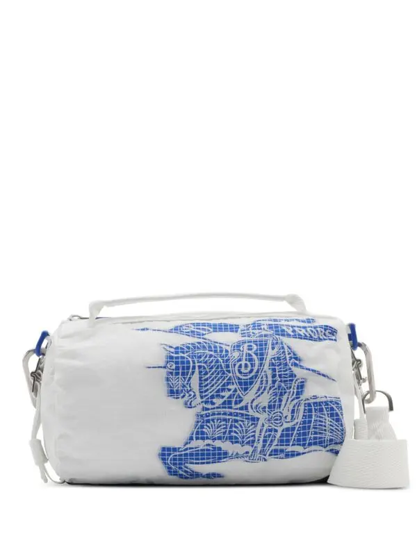 Burberry Small Duffle Bag With Equestrian Knight Motif - White